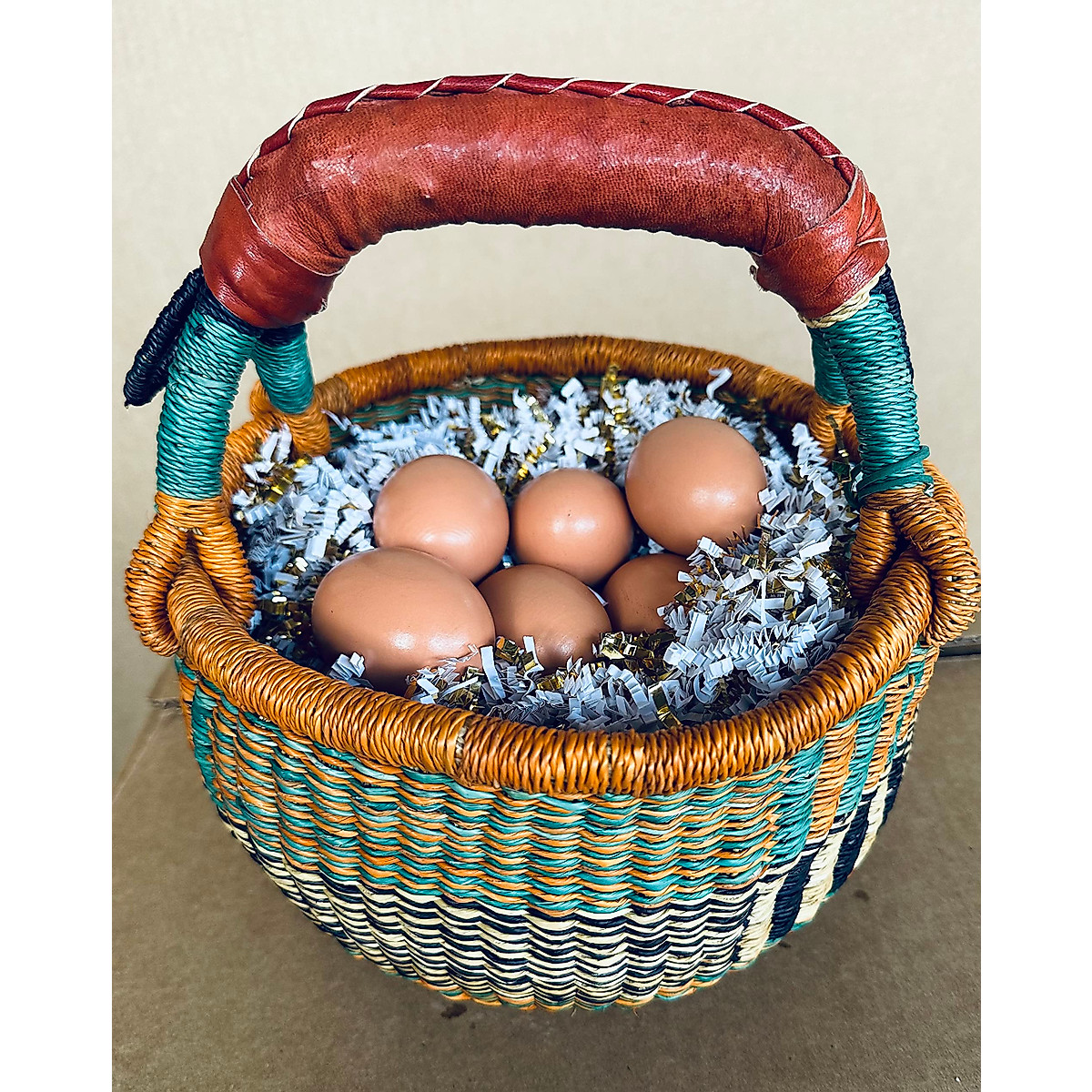 Bolga African Bolga Ghana Basket Fair Trade Ghana Baskets toys Egg baskets Orange (Mini : 7"-9")