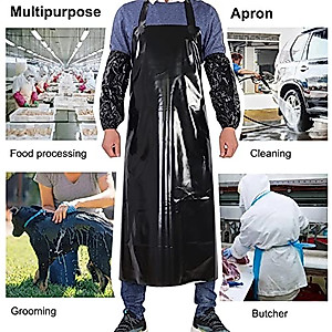 ELEBOX Waterproof Oil Proof Bib Apron Utility Apron Chemical Resistant Apron with Sleeve Work Apron Ultra Lightweight