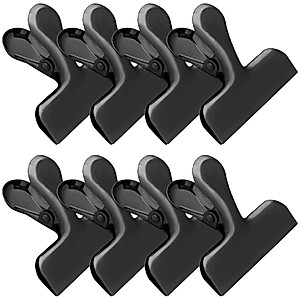 Funfery 8 Pack Stainless Steel Black Chip Clips 3" Bag Clips Food Clip Kitchen Clips for Snack,Large Clips for Food Packages,Food Clips Snack Clips,Metal Chip Clips for Home and Kitchen Organization