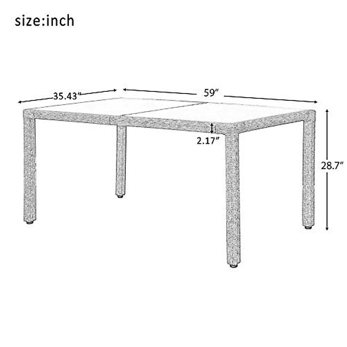 HomSof Outdoor 7-Piece Patio Bar Table Furniture Seating, Brown 7PCS Wicker Dining Set