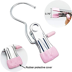 15 Pcs Laundry Hanging Hooks Set, Stainless Steel Hanging Hold Clips Portable Stainless Steel Home Travel Hangers Clips