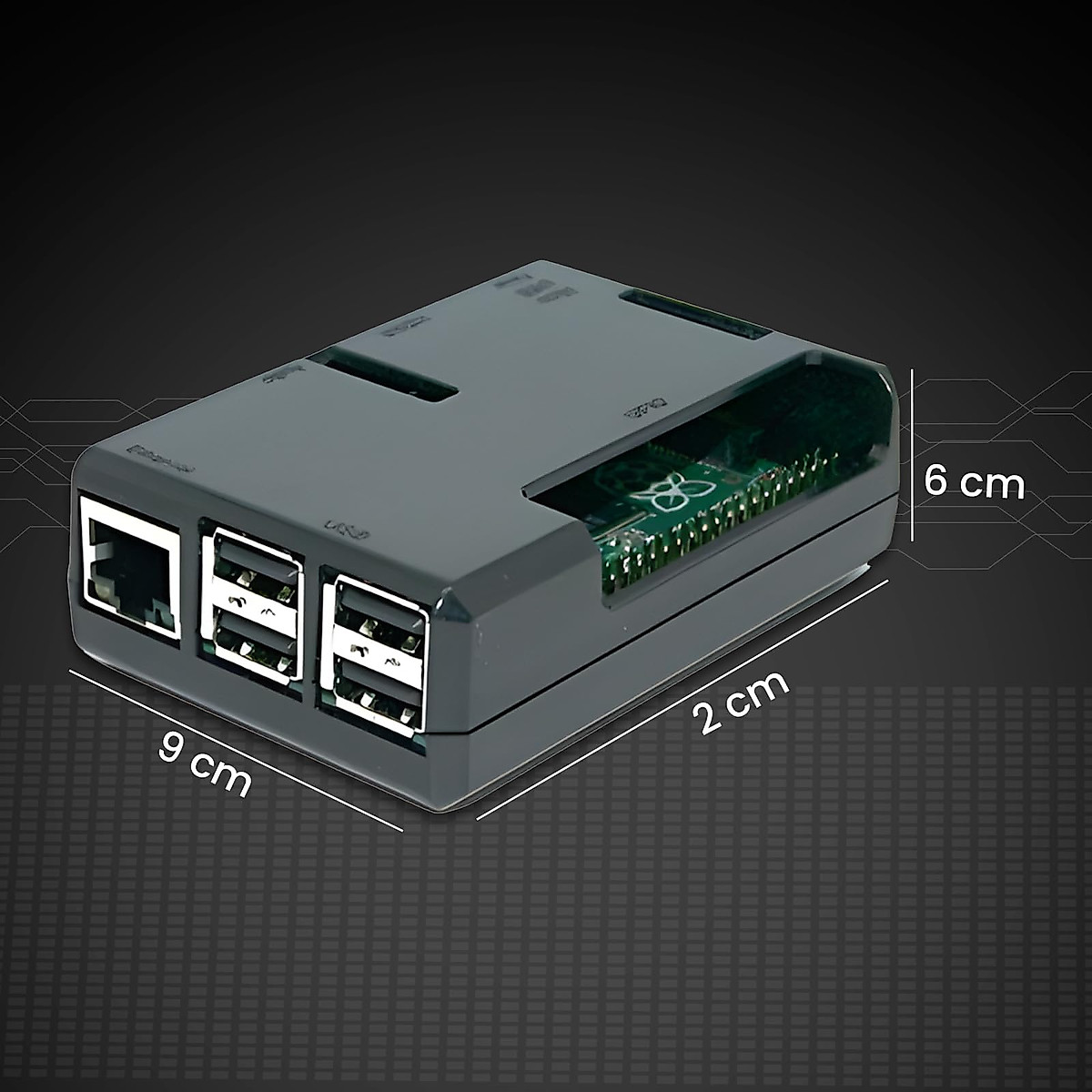 sb components Jet Black Case for Raspberry Pi 3 Model B and Raspberry Pi 2 Model B (Black) with Access to All Ports
