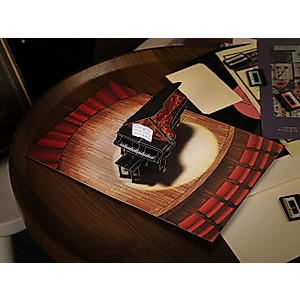 Liif Grand Piano Pop-Up Card, Thank You, 8 in x 6 in, Laser Cut and Hand Assembled, Satisfaction Guarantee