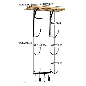TJ.MOREE Towel Rack Wall Mount for Bathroom Storage, 3 Sectional Metal Bath Towel Rack with 4 hooks for Small Bathroom Organization