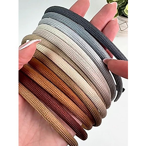 Heliums Thin Headbands For Women - 8mm Skinny Hairbands for Girls, 4 Count, Blends with Hair Color (Dark Blonde, Sandy, Beige and Ash Blonde)