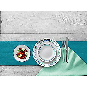 Corelle Vitrelle 18-Piece Service for 6 Dinnerware Set, Triple Layer Glass and Chip Resistant, Lightweight Round Plates and Bowls Set, Ocean Blue