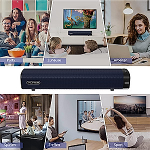 VILINICE 50W Sound Bar, 16-Inch Small Sound Bars for TV, 3 Equalizer Modes, Wireless Bluetooth 5.0, Optical/Aux/USB Connection, Mini Soundbar with Built-in DSP for TV, PC, Projectors, Tablets
