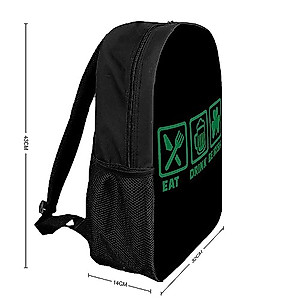 Eat Drink and Be Irish Travel Backpack Casual 17 Inch Large Daypack Shoulder Bag with Adjustable Shoulder Straps