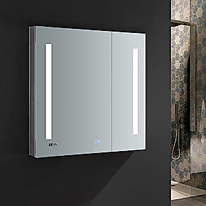 Fresca Tiempo 30" Wide x 30" Tall Bathroom Medicine Cabinet w/LED Lighting & Defogger