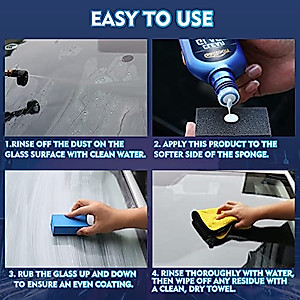 Car Glass Oil Film Cleaner, Clear Car Glass Cleaner with Sponge, Glass Cleaner for Home and Auto Windows Cleaning, Water Spot Remover for Glass Surfaces, Quickly and Easily Restore Glass Clarity(180g)