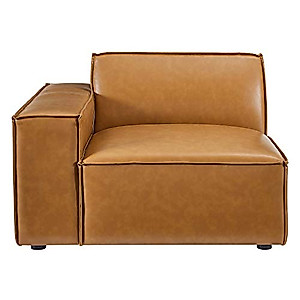 Modway Restore Vegan Leather Left-Arm Sectional Sofa Chair in Tan