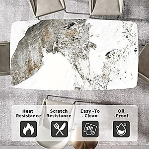 Modern Dining Table, Antique White Sintered Stone Tabletop Dining Table with Black X-Shaped Solid Carbon Steel Base, 63" Rectangular Dining Table for 4-6