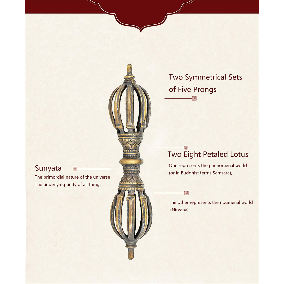 Gandhanra Powerful Vintage Tibetan Buddhism Dharma Ritual Vajra Dorje,Nine-pronged Phurba Pestle,Tantric Energy Device, Handmade in Nepal