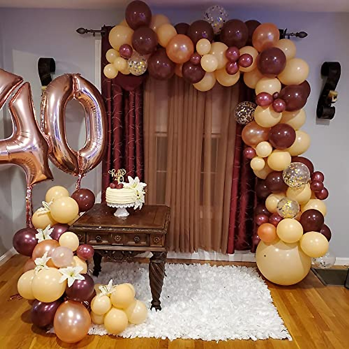 GIHOO Burgundy Valentine's Day Balloon Garland Kit, 117pcs 5/10inch Burgundy Balloons Blush Balloons Gold Confetti Balloons with 16ft Garland Strip for Wedding Bachelorette Birthday Decoration