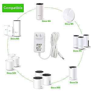 12V Power Cord Replacement for TP-Link Deco M5 M4 X20 Router Mesh WiFi AC Adapter Charger Power Supply, 6.6 ft Cable (DC Round Connector, NOT for USB-C)