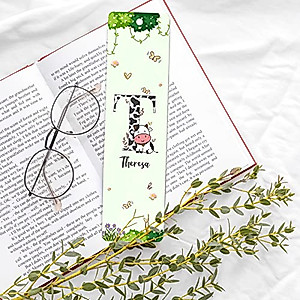 GOLEEX Personalized Initial Bookmark Cow Magnetic Bookmarks Customized Name Letter Page Markers Cute Reading Gifts for Book Lovers Kids Students Women Teens Adults at Christmas