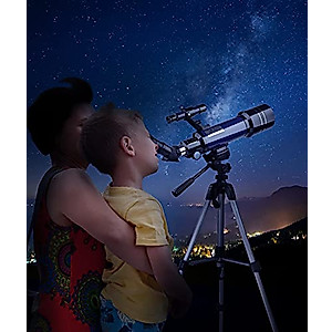 Telescope, Telescope for Kids Beginners Adults, 400mm AZ Mount 16X-200X Telescope, 70mm HD Refractor Astronomical Telescope with Adjustable Tripod, Backpack, Phone Adapter…