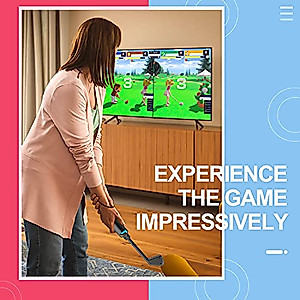 TiMOVO Golf Clubs Compatible with Nintendo Switch Mario Golf: Super Rush Game/Switch Sports, 2 Pack Golf Handle with Hand Strap Game Accessories Golf Grips Fit Switch/Switch OLED Controller, Black