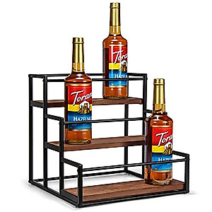THYGIFTREE Coffee Syrup Rack Organizer Syrup Bottle Holder Stand for Coffee Bar 3-Tier 12 Bottles Storage Shelves for Syrup, Wine, Dressing for Kitchen Coffee Station