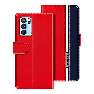 MILEGAO for Oppo Reno 6 Pro 5G Flip Cover, Magnetic Buckle Multicolor Business PU Leather Phone Case with Card Slot, for Oppo Reno 6 Pro 5G 6.55 inches
