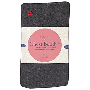 The Breast & Chest Buddy Seatbelt Cushion for Open Heart Surgery and Chest Reconstruction Sites- Charcoal with Small Red Heart