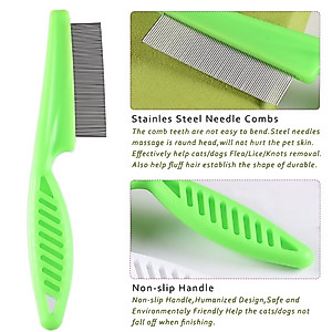 6 Pcs Flea Comb For Cats,Stainless Steel Dog Cat Grooming Combs with Rounded Teeth,Multifunctional Pet Lice Comb Tear Stain Removal,Pet Comb for Detangling and Dematting Face & Paws