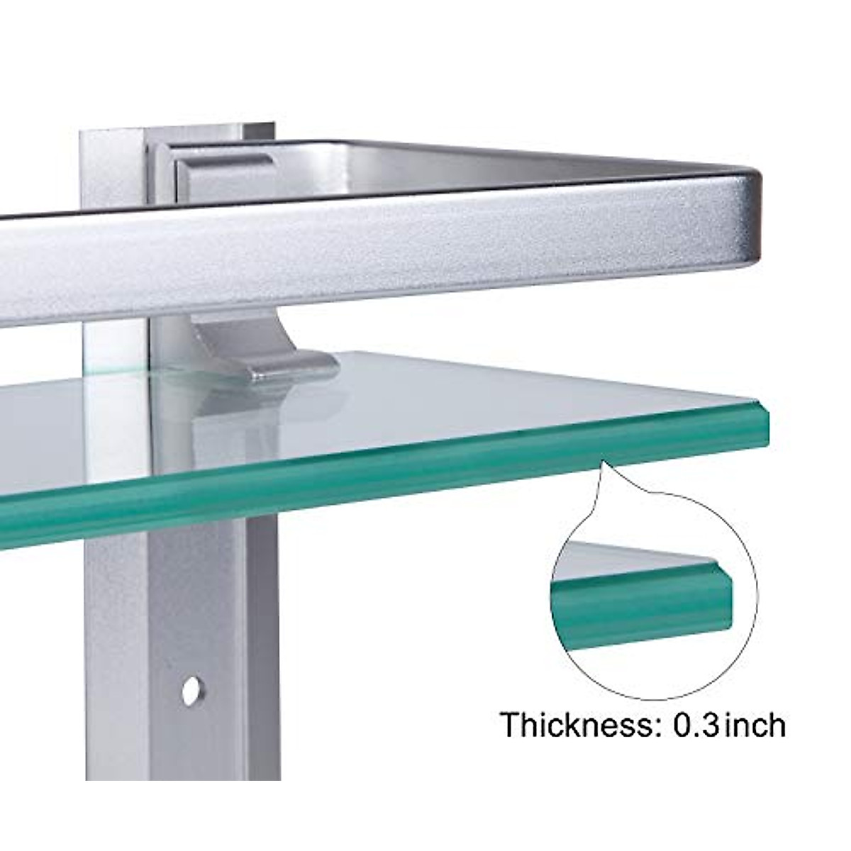 Vdomus Acrylic Bathroom Shelves, Wall Mounted no Drilling Thick Clear Storage & Display shelvings, 2 Pack (Original) and Tempered Glass Bathroom Shelf with Towel bar Wall Mounted Shower Storage