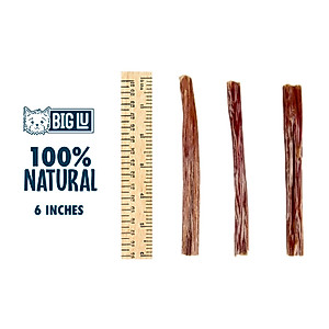 Big Lu - Jerky Gullet Stick Dog Chews, Premium 100% Beef, All-Natural Dog Treats, Rich in Glucosamine and Chondroitin for Joint Health, 6-Inch Sticks (12 Sticks)