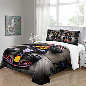 NOLLAM Formula-Racing Racing Lovingly Bedding Set Hidden Zipper Contests Duvet Cover Set with Pillowcases Quilt Cover Set Soft Microfiber Comforter Cover Various Sizes for Kids Adults Full（203x228cm）