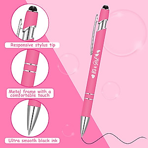 24 Pcs Baby Shower Rose Red Blue Pens It's a Boy/Girl Ballpoint Baby Shower Pens with Stylus Tip Black Ink Retractable Baby Shower Gel Ink Pens for Baby Shower Games Favors Decors (Rose Red, Girl)