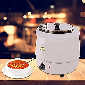 Commercial Soup Kettle Warmer with Lid and Removable Stainless-Steel Pot Insert, Silver Countertop Food Kettle Warmer for Buffet, Restaurant, Party, Event, and Catering, Large, Electric