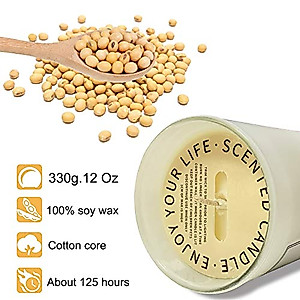 Soy Scented Candles, Natural Organic Candles for Home Scented with Thick Frosted Glass and Bamboo Wood Lid, 12 Oz/50 Hour Long-Lasting, Highly Scented Candle for Fall Decor Great Gifts(Vanilla)