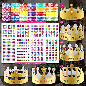 Axeyil 38 Pcs Paper Crowns for Kids Boys Girls Adults Princess Prince King, Classroom Crown, Birthday Party Hats with Gold Gem Jewels Number Letter Stickers, DIY Decorate Decor Favor Supplies
