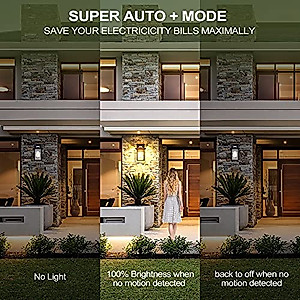 Upgraded Motion Sensor Outdoor Wall Lights, Dusk to Dawn Exterior Light Fixtures Wall Mount, Front Porch Light with Matte Black Finish, Anti Rust Wall Lamp Wall Lantern, Wall Sconce for Garage, House