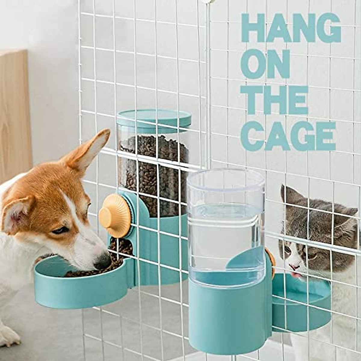 Aarpurt Hanging Automatic Dog Water Dispenser Feeder, Water Food Bowl for Cage Pet, Gravity Auto Feeder Waterer Set forSmall and Medium Pets