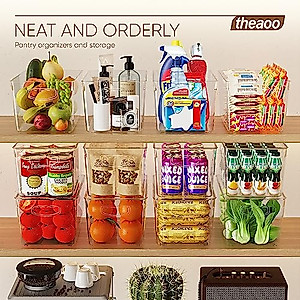 8 Pack Clear Storage Bins with Lids Stackable, Large Plastic Storage Bins with Handle for Pantry Organization and Storage, Perfect Containers for Fridge Organizer, Freezer, Kitchen, Cabinets, Bathroom