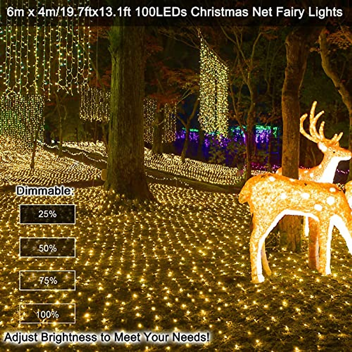 20ft x 13ft Christmas Net Lights Outdoor Mesh Lights - 660 LED Waterproof 8 Modes Remote Timer Dimmable Ceiling Fairy Blanket Lights Plug In for Canopy Roof Wall Bush Lawn Yard Garden (Warm White)