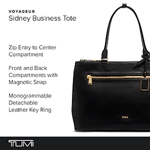 TUMI Voyageur Sidney Business Tote - Tote Bag Purse for Women - Work Tote for Women - Office Tote Bag for Everyday Use & Work - Black Leather - With Gold Hardware - 11.3" X 17.0" X 6.8"