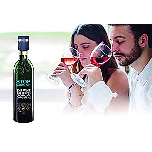 Wine Preserver and Stopper by PullTex│Save Your Open Wine and Keep it Tasting Fresh For Up To 10 Days with Our Patented System of Preventing Wine Oxidation│1000 Uses Guaranteed