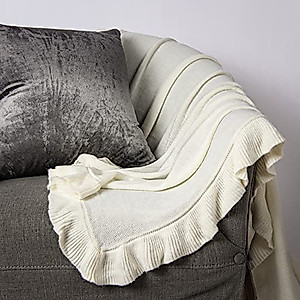 Best Home Fashion Ruffle Border Throw - Ivory - 50" W x 60" L - (1 Throw)