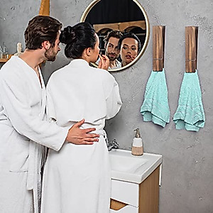 Jumbo Clothespin Bathroom Towel Holder - 2 Pieces Giant Clothespins 12 Inch - Wooden Towel Racks for Bathroom Wall Mounted and Adhesive - Rustic Towel Rack - Farmhouse Towel Holder Laundry Decor