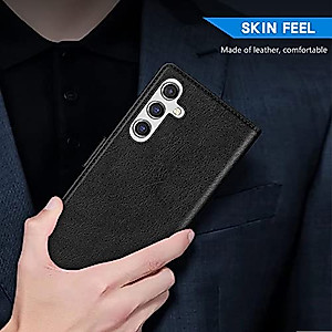 ZZXX Samsung Galaxy A14 5G Wallet Case with [RFID Blocking] Card Slot Kickstand Magnetic Closure Leather Flip Fold Protective Phone Case for Samsung Galaxy A14 5G Case Wallet(Black-6.6 inch)