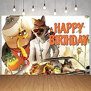 The Bad Guys Movie Theme Backdrop，Bad Guys Banner for Kids Happy Birthday Party Decoration, 5 x 3 ft The Bad Guys Photography Background for Baby Shower