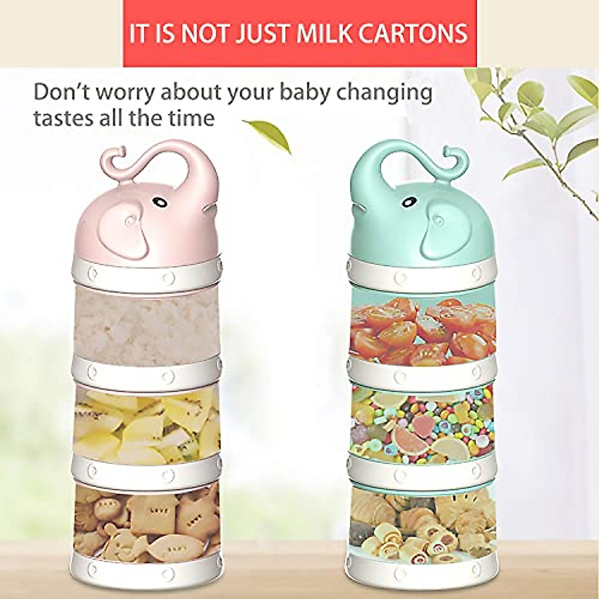 Baby Milk Powder Formula Dispenser, Stackable Formula Dispenser Container Mixie Bottle for Travel, Large Capacity Formula Holder and Snack Storage, Non-Spill, Powder Leakage Free, BPA Free (Green)