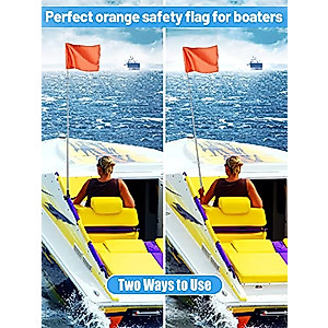 Orange Boat Flag- 64 Inch Adjustable Boat Safety Flag Water Ski Flag with Stable Holder & Flag Pole Durable Boating Safety Flag Skier Down Flag for Swimmers Surfer Safety Equipment