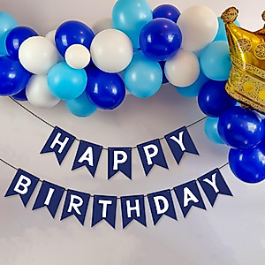 PatiCool Navy Blue Happy Birthday Banner,Blue Happy Birthday Sign Bunting Banner,Happy Birthday Garland for Men Boy Baby Shower Birthday Wall Door Party Hanging Tea Party Decorations Supplies