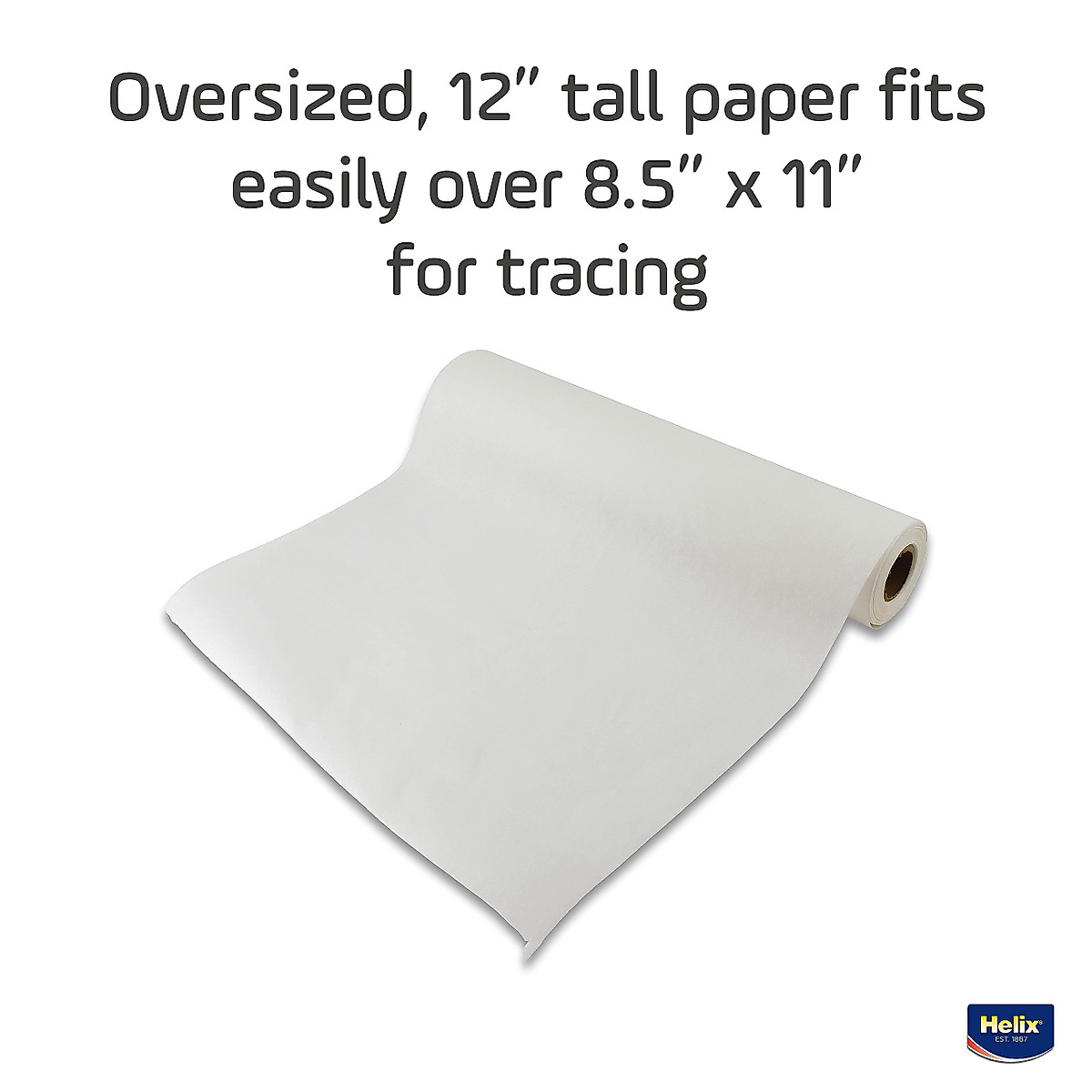 Helix Tracing & Sketching Paper Roll, White, High Transparency, 12 Inches x 50 Yards (37801)