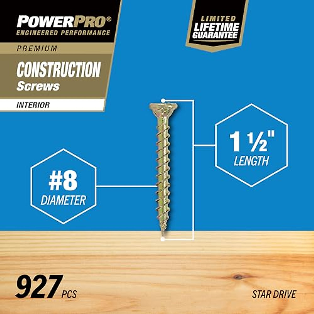Power Pro Premium Interior Construction Screws (#8 x 1-1/2") - 5lb Box