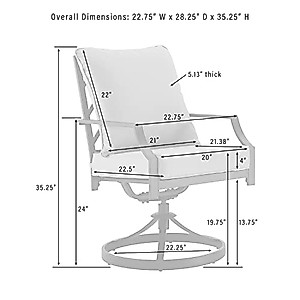 Crosley Furniture Otto 2-Piece Swivel Outdoor Chair Set, Dining Patio Chairs for Deck, Backyard, Matte Black with Gray Cushions