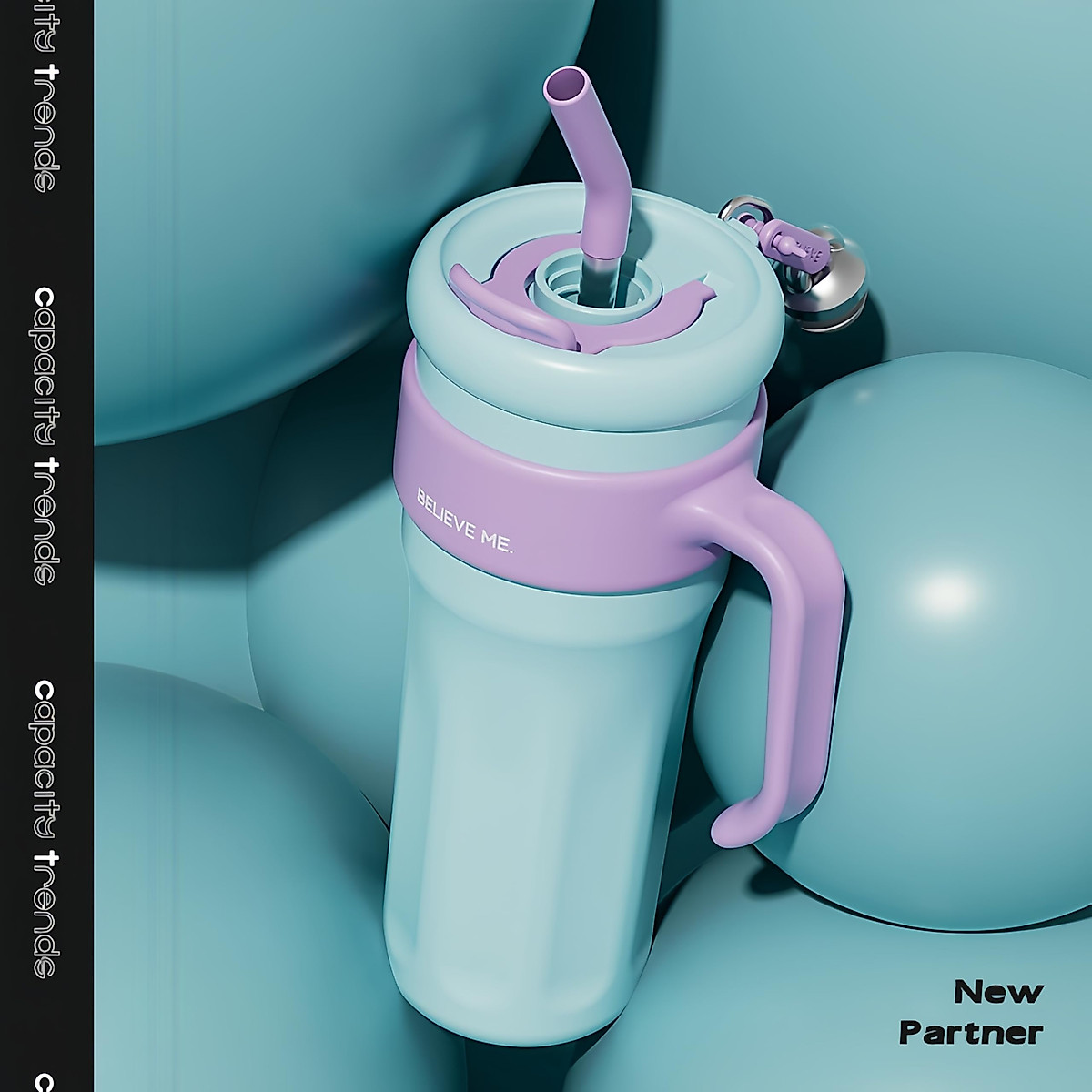 IRNATO 40Oz Mega Mug,Stainless Steel Tumbler with Handle and Straw,Cup Holder Friendly,Stainless Steel Water Bottle Extra Large Insulated Tumbler(Full of Flowers) (lanzi)